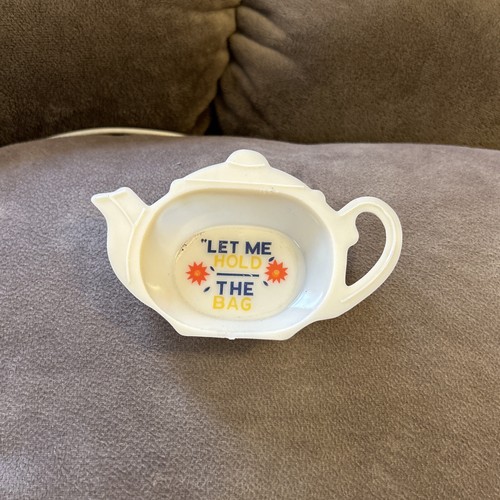 Let Me Hold The Bag Vintage White Plastic Novelty Tea Bag Caddy Dish | eBay