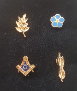 Masonic Lapel Pin Square & Compass Sprig of Acacia Cable Tow Forget Me ...