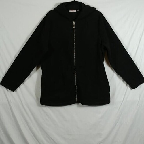 Quacker Factory Top Women's Black Rhinestone Hoodie Size L | eBay