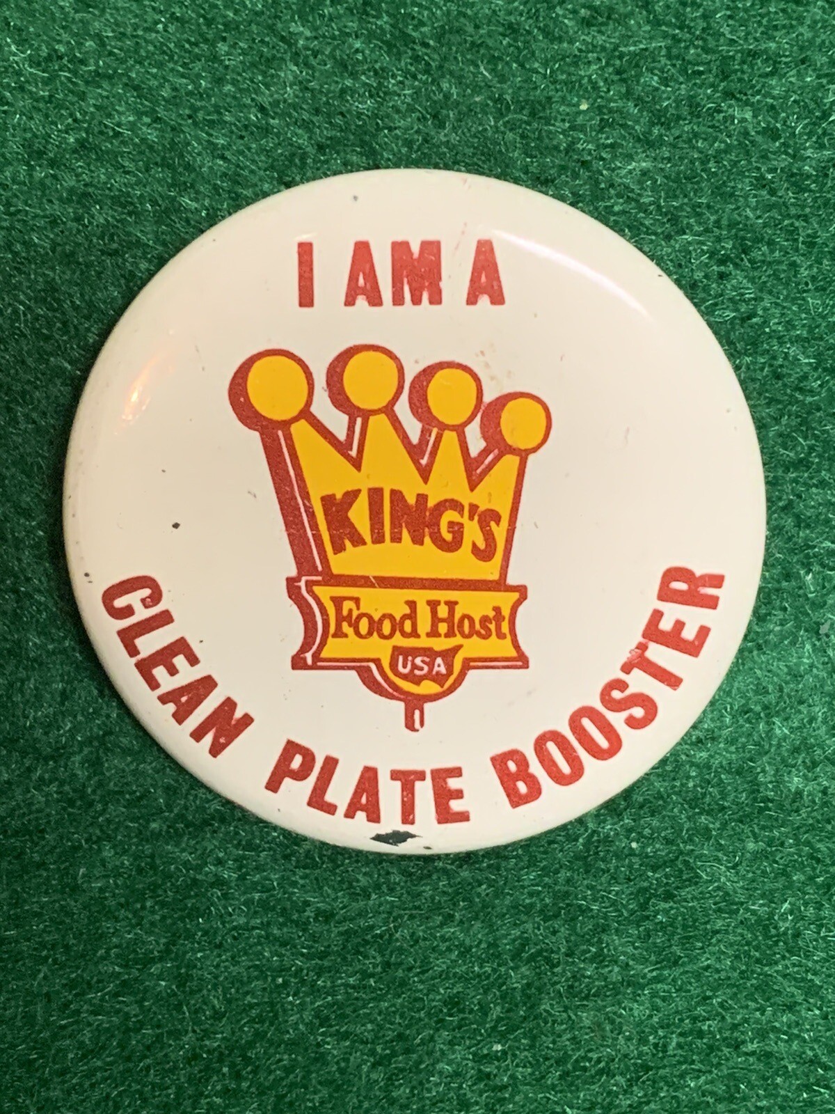 Vintage King's Food Host USA I Am A Clean Plate Booster 1.5" Button Pin ...