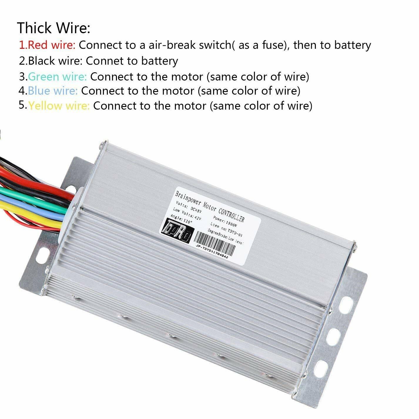 Electric 48V 1800W Brushless Motor Controller for Scooter EBike Quad ...