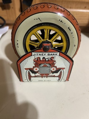 Jitney Tin Litho Tire Coin Bank. | eBay