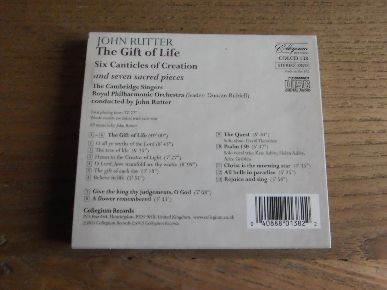 John Rutter The Cambridge Singers The Gift of Life, Seven Sacred Pieces ...