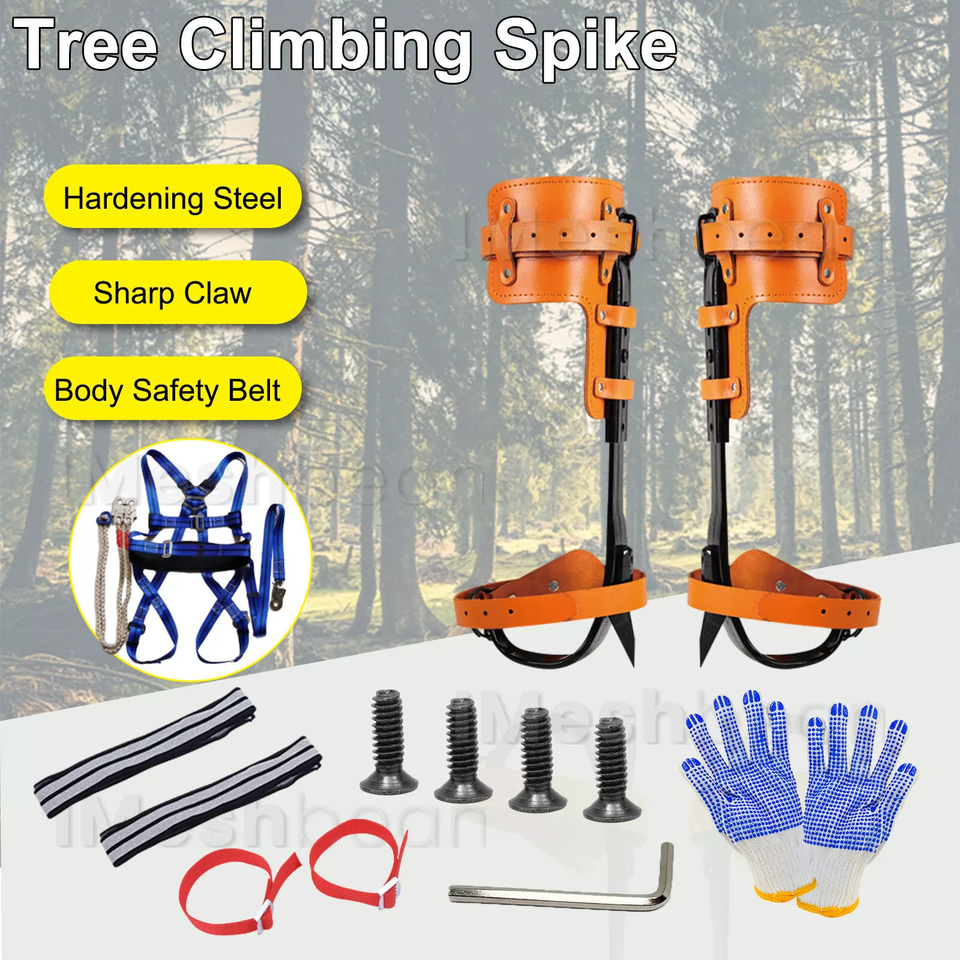 Tree Climbing Spike Set Pole Climbing Spurs Steel Adjustable Climber ...