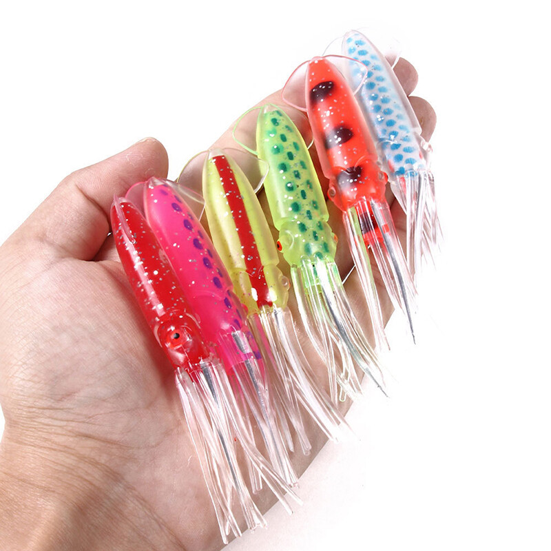 6pcs/lot Squid Jigs Silicone Fishing Lure Soft Bait Octopus Fishing ...