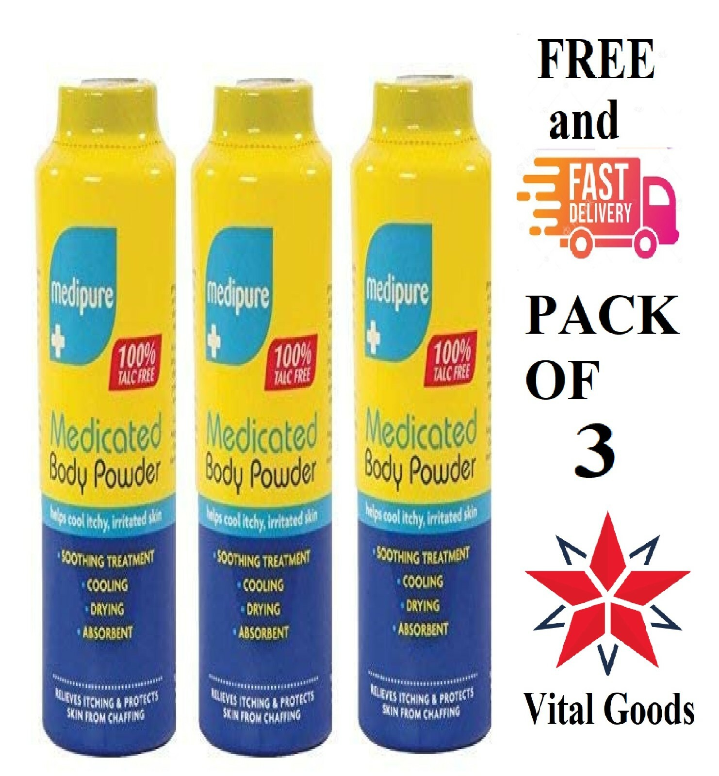 Medipure Medicated Body Powder 200g TALC FREE Soothing Treatmen PACK of ...