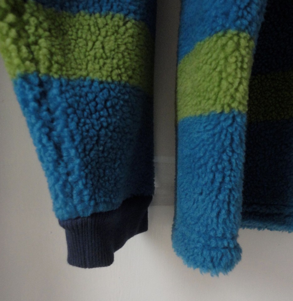 M&S Indigo Boy Funnel Neck Stripe Borg Fleece Top, Green Mix, 11-12 ...