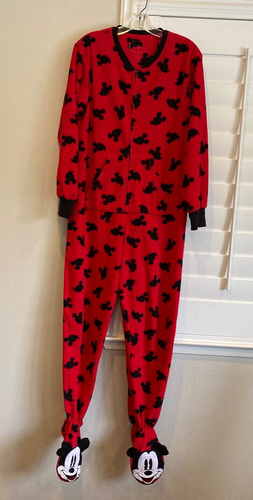 Disney Mickey Mouse Small Footie One Piece Jumpsuit Fleece Pajamas ...
