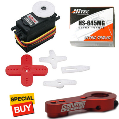 Hitec HS-645MG High Torque 2BB Metal Gear Servo w/ Red Aluminium Arm ...