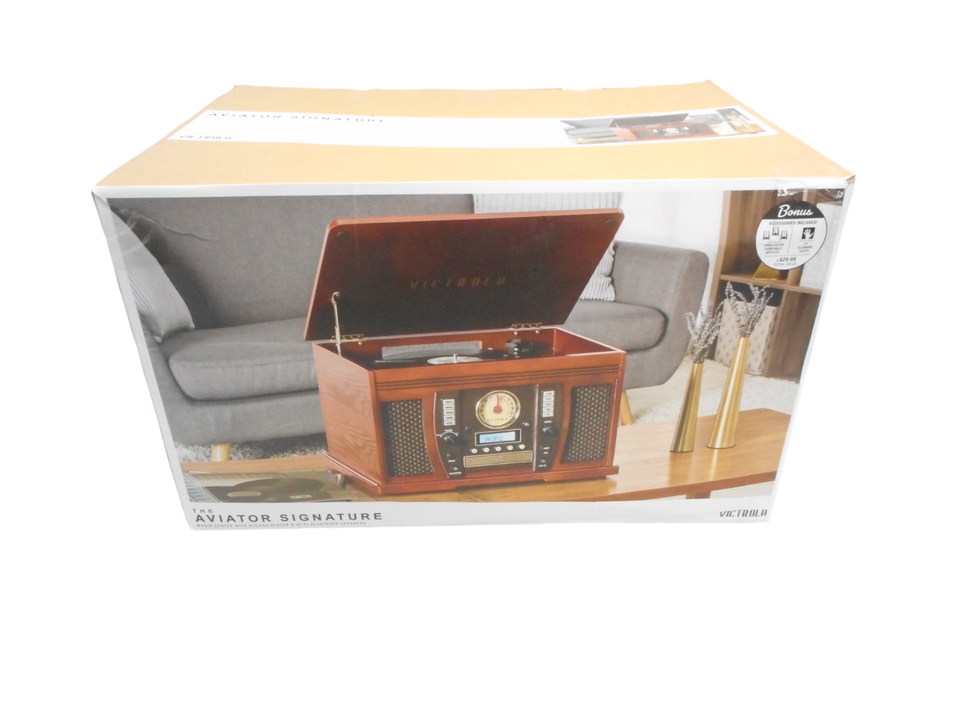 Victrola Aviator Signature 8-in-1 Record Player - Mahogany | eBay