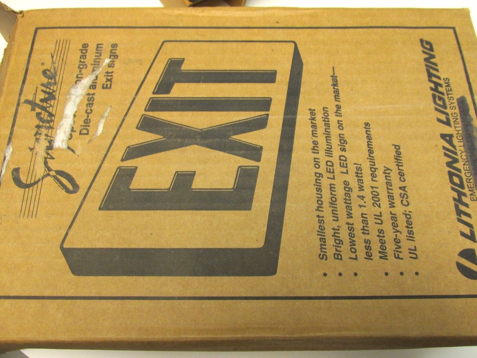 NIB Lithonia Cast Aluminum Emergency / Exit Sign Cat# LE SW 1R .. UU ...