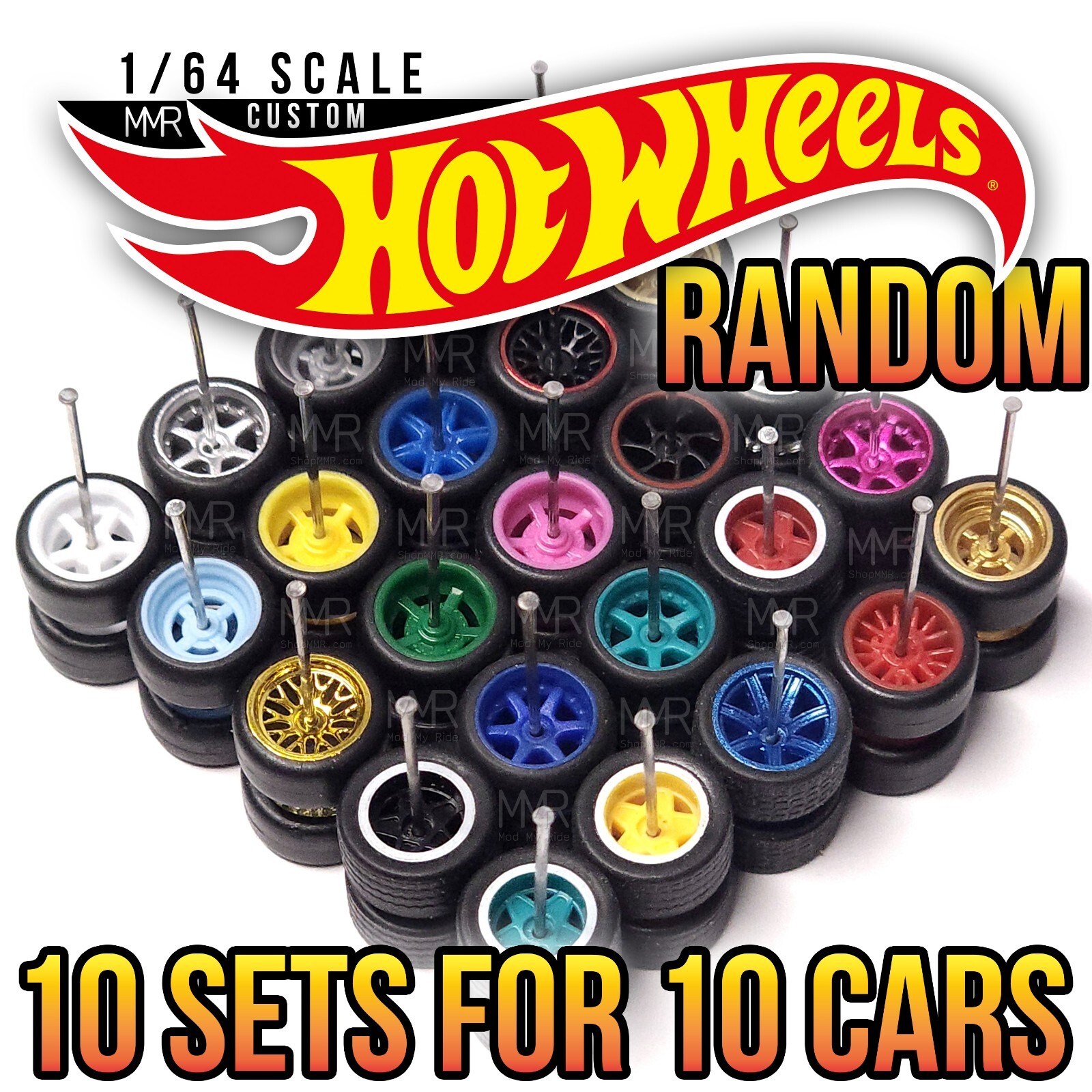1/64 Scale 10 RANDOM Real Rider Wheels Rims Tires Set Lot for Hot Wheel ...