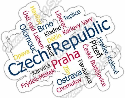 Czech Republic Prague Country Map Word Cloud Bumper Vinyl Sticker Decal ...