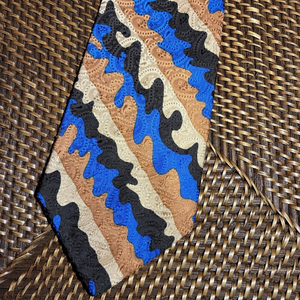 Vintage Yves Saint Laurent YSL Silk Tie AOP Colorful Logo Wide 70s USA ...
