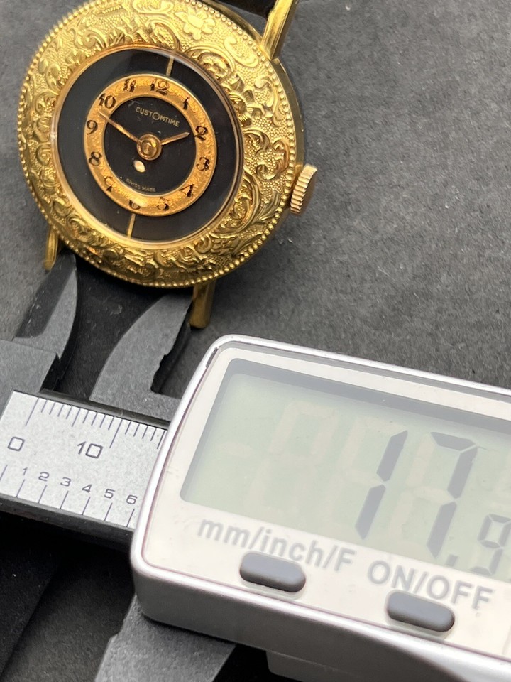 Vintage New CUSTOMTIME Mens 36mm Swiss Mechanical Watch Engraved Gold ...