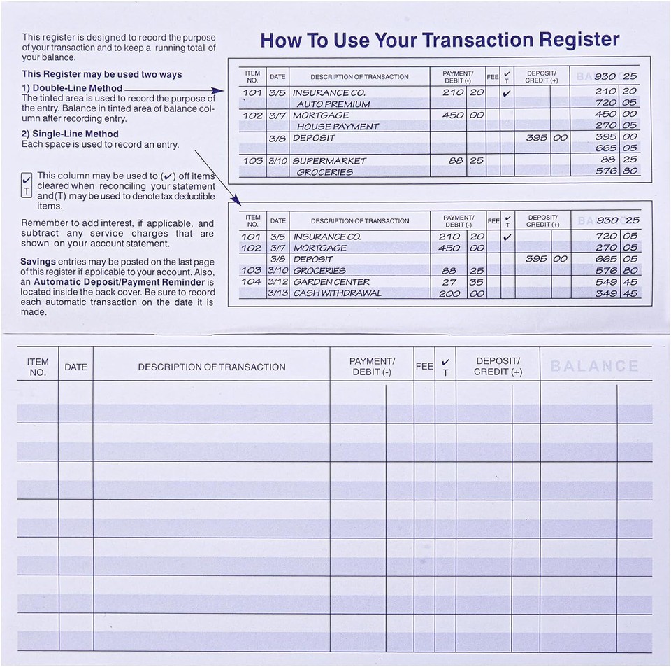 24 PCS Check Registers for Personal Checkbook, Easy to Read Checkbook ...