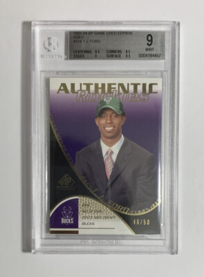 2003-04 SP Game Used #114 T.J. Ford Gold Rookie BGS 9 #46/50 BUCKS | eBay