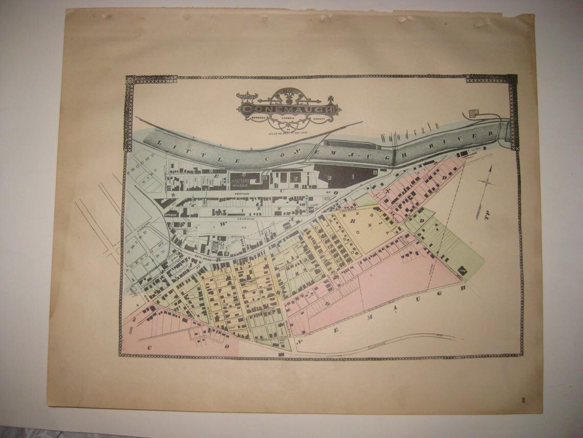 ANTIQUE 1890 SUSQUEHANNA CONEMAUGH TOWNSHIP CAMBRIA COUNTY PENNSYLVANIA ...