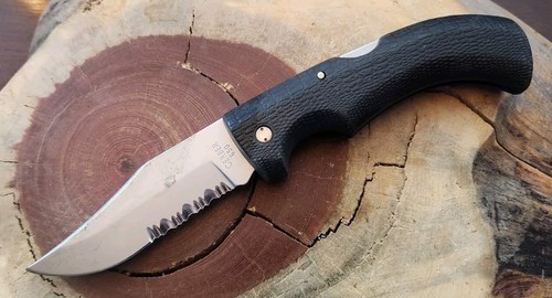 Gerber 650 Gator Grip 5 inch Lockback Combo Edge Blade Knife USA ...