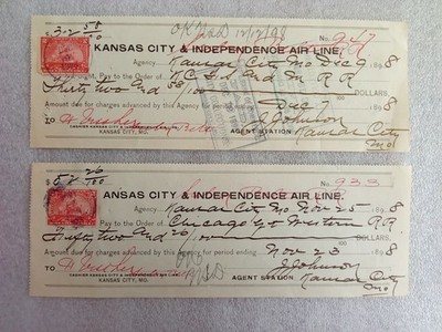 2 ANTIQUE KANSAS CITY & INDEPENDENCE AIR LINE TRACTION RAILROAD BANK ...