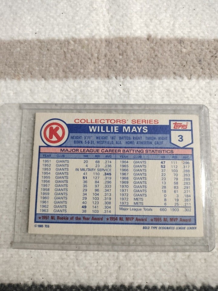 1985 Topps Circle K All Time Home Run Kings - #3 Willie Mays | eBay