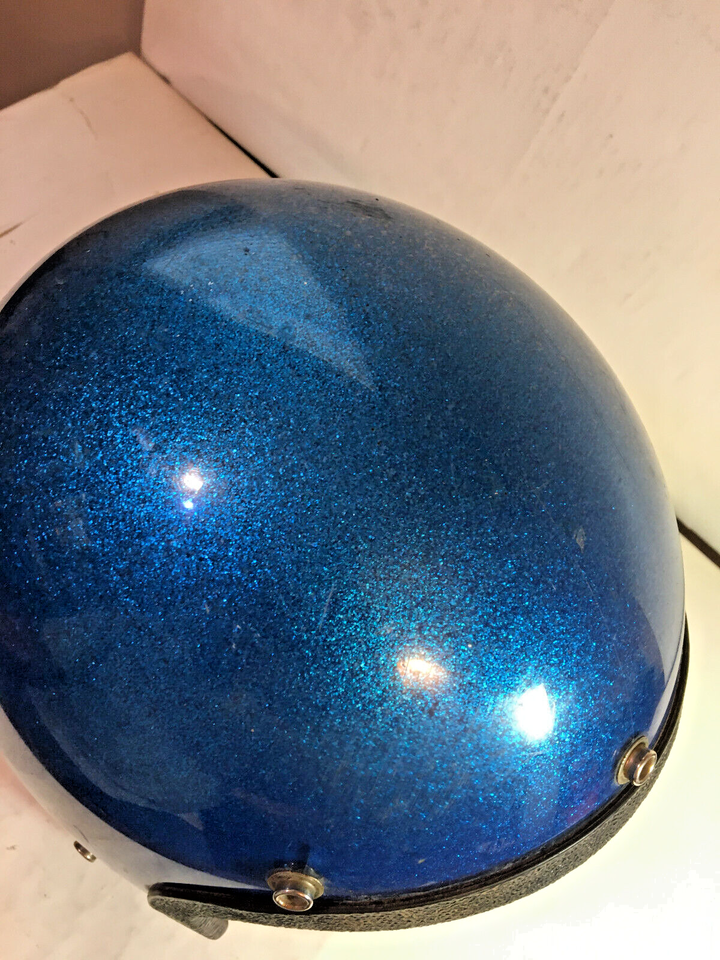 Vintage Motorcycle Helmet, Metatallic or Metalflake Blue ROP 4170 Open ...