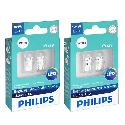 Philips 4 Pack Ultinon LED Bulb (194W LED) (White) 6000K License Plate ...