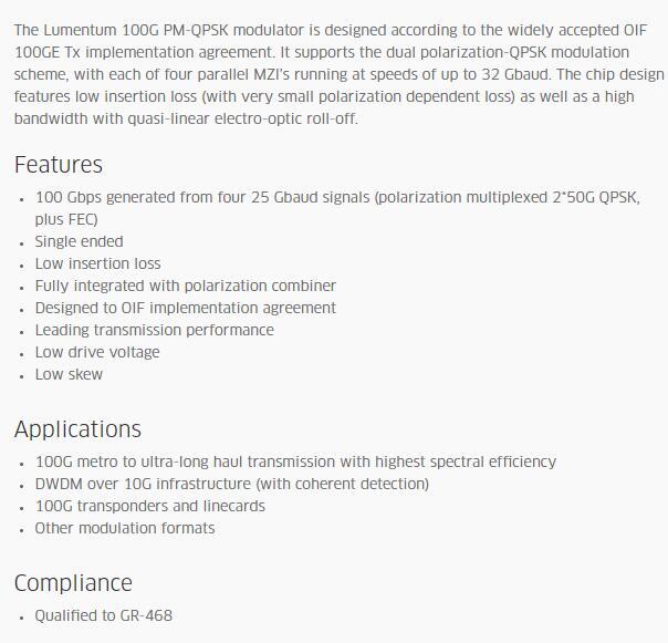 Fujitsu Dp-qpsk 100gbps Single-drive Optical Modulator Linbo3 ...