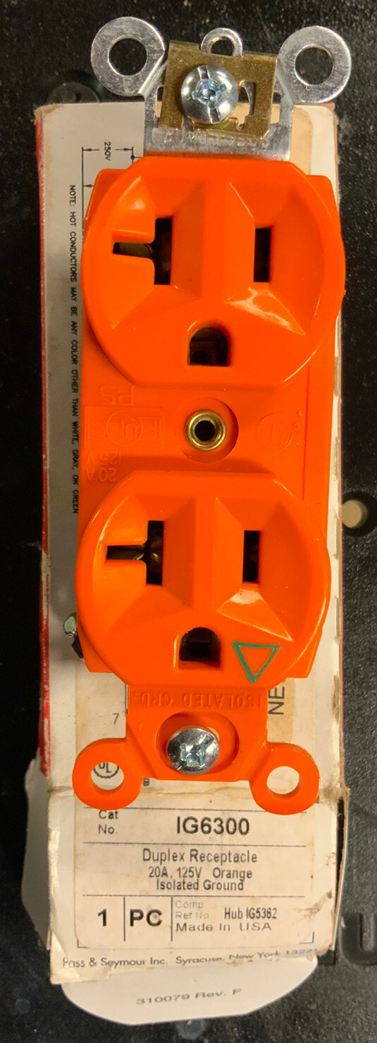 Pass & Seymour Orange ISOLATED GROUND Outlet Receptacle 20A IG6300 | eBay