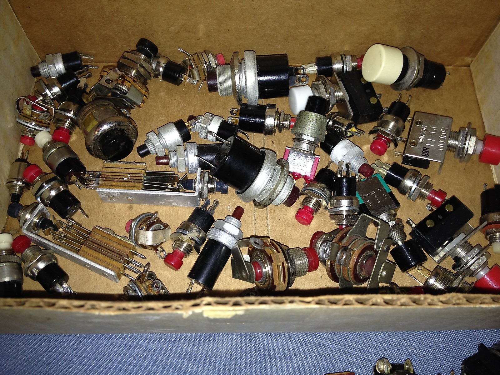 Mixed Box of 50+ Vintage Pushbutton Switches - Mini to Large - Various ...