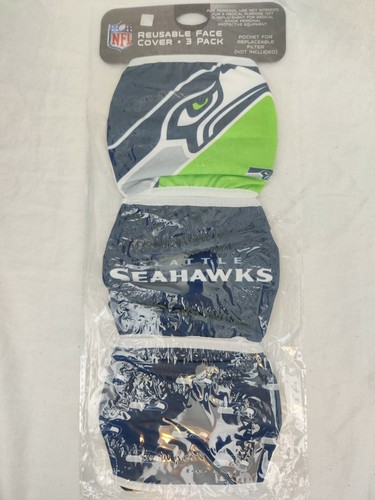 3-Pack FOCO Seattle Seahawks NFL Football Washable Face Masks ...