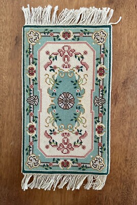 Dollhouse Miniature Artisan Petit Point Needlepoint Rug Carpet Vintage ...