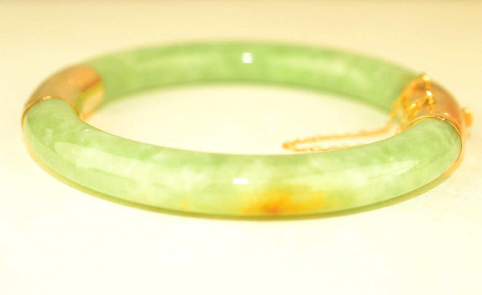 14K YELLOW GOLD TRANSLUCENT GENUINE NATURAL GREEN JAD… - Gem