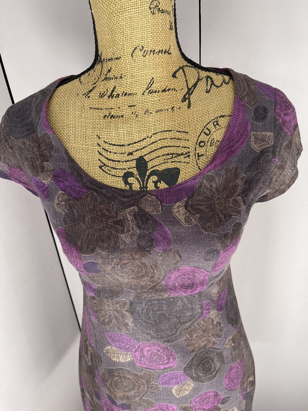 White Stuff Muted Purple Multi Linen Blend Dress Uk8 … - Gem