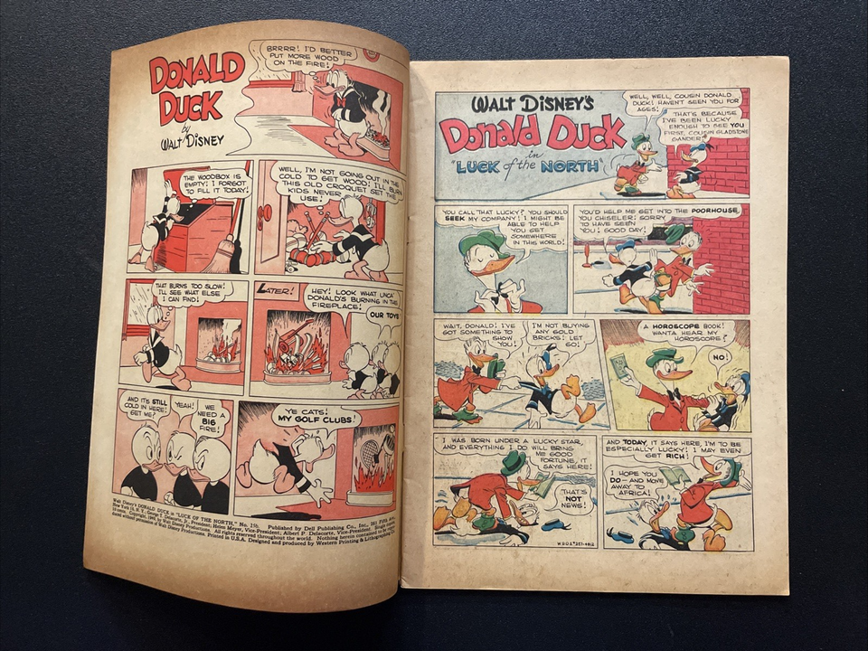 Dell FOUR COLOR #256 DONALD DUCK Comic GOLDEN AGE 10 Cent 1949 LUCK OF ...