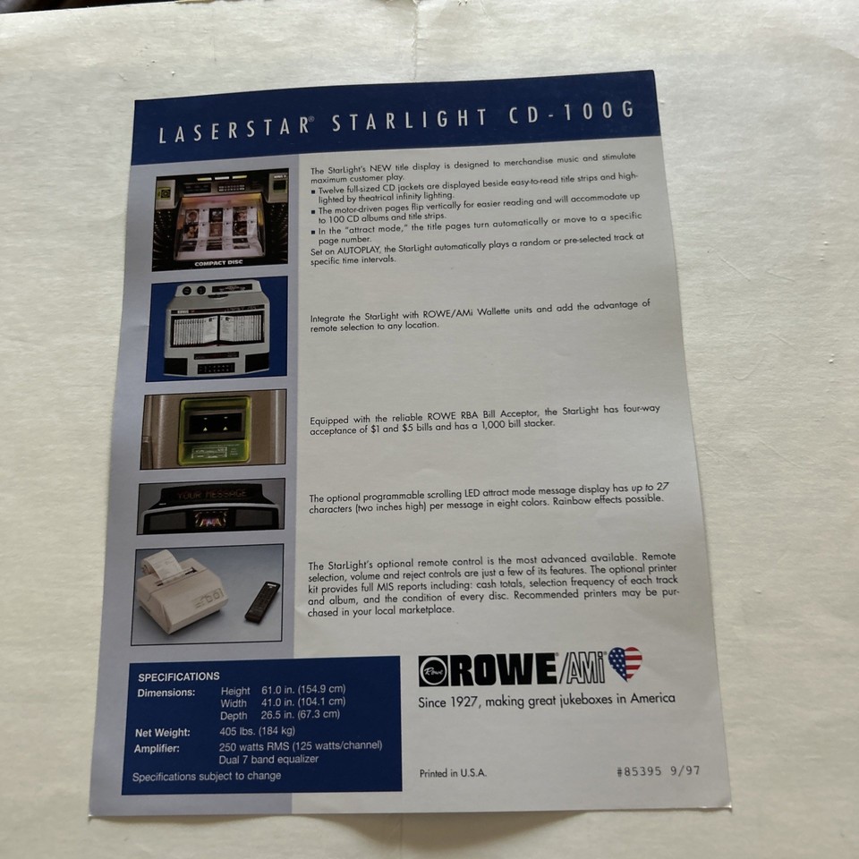 Original Factory Jukebox Ami-Rowe Laserstar Cd -100g Starlight Star ...