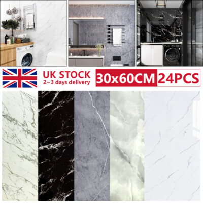 12PCS Self-Adhesive Grey Marble PVC Cladding Wall Panels for Kitchen ...