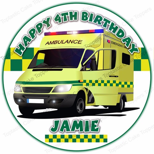Personalised Ambulance Paramedic Medic Edible Icing Birthday Party Cake ...