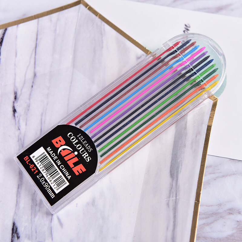 2.0mm 2B Colored Pencil Lead 2mm Mechanical Clutch Refill Holder 12 ...