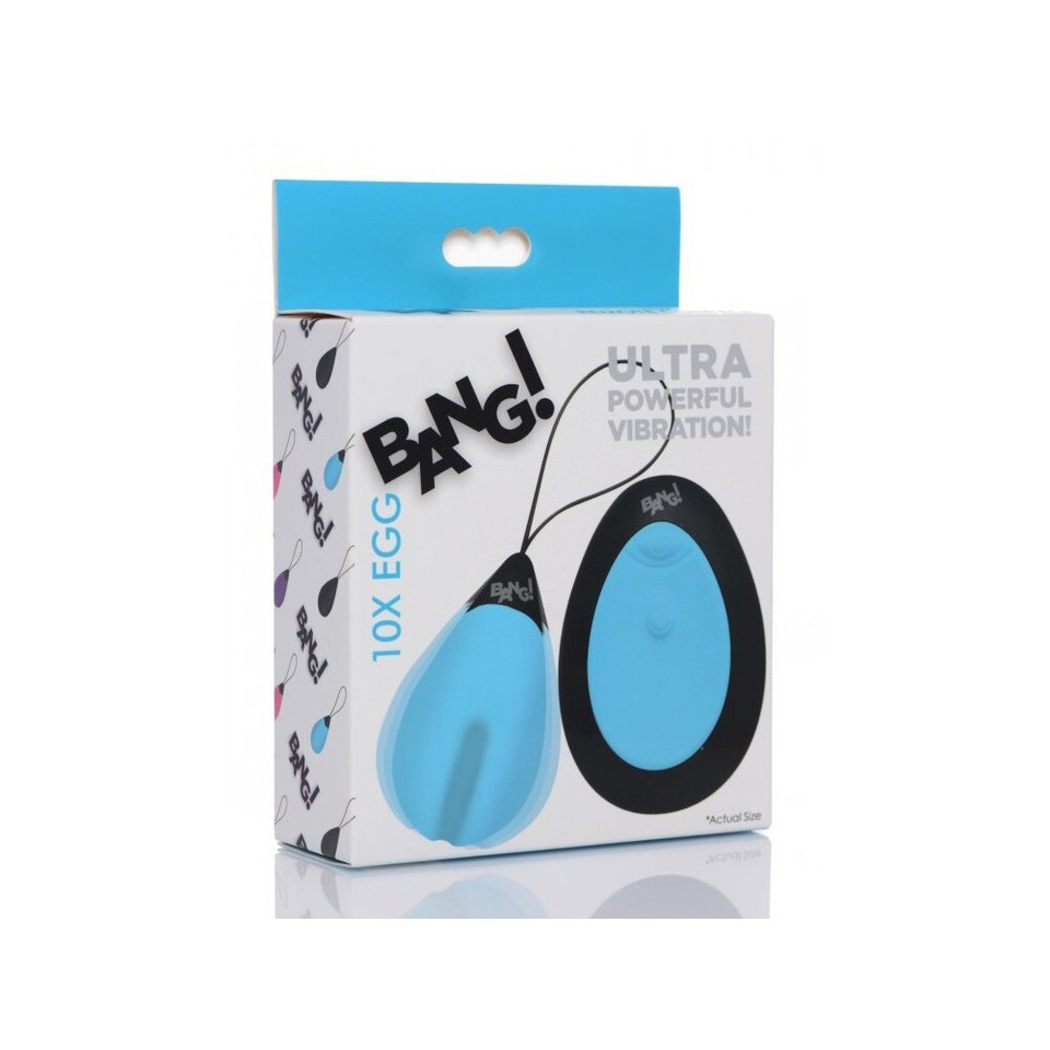Bang! 10X Silicone Vibrating Egg Vibe w Remote Control Blue - Clitoral ...