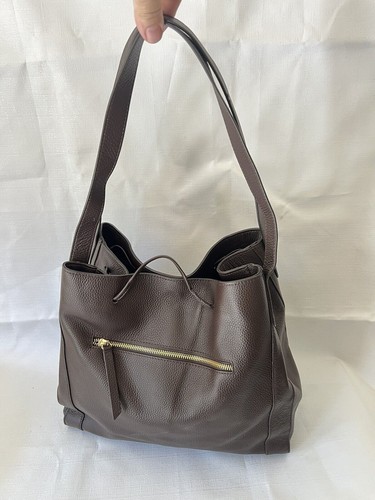 Laggo 'Andrea' Drawstring Hobo Bucket Bag Brown Leather NWOT | eBay