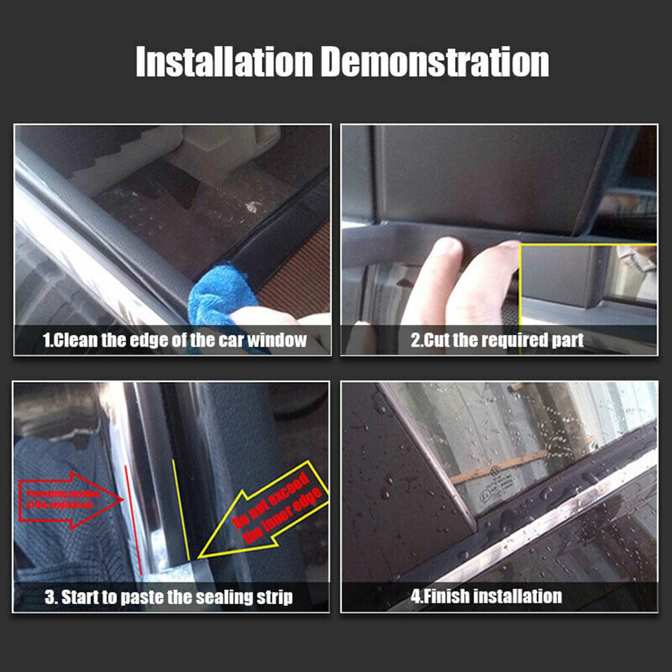 4M Rubber Seal Strip Car Front Rear Side Window Trim Edge Moulding ...