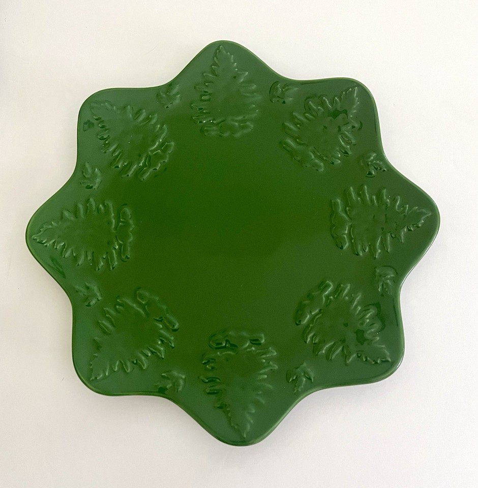 2 Spode Evergreen Tree Plates Green Star Embossed Ceramic 9”—2 Sets ...