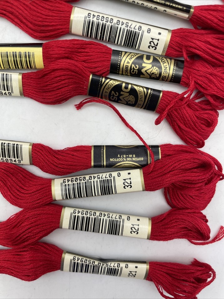 12 Skeins DMC Cotton Embroidery Floss Red 321 France 8.7y Each New | eBay