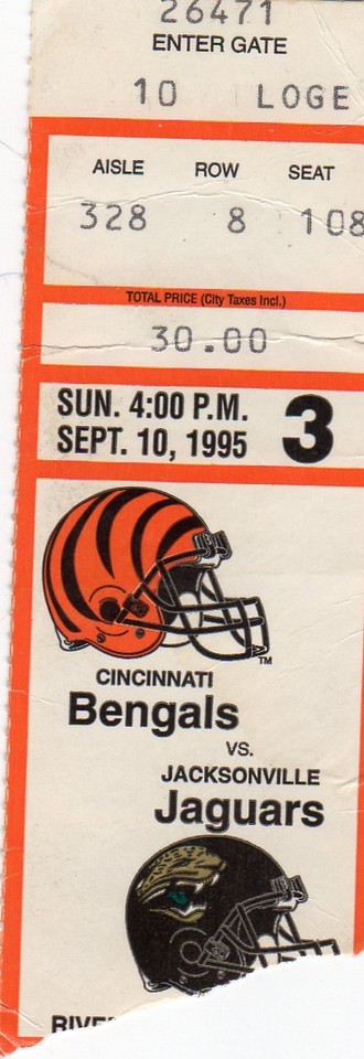 1995 INAUGURAL SEASON JACKSONVILLE JAGUARS TICKET STUB - PICK ONE | eBay