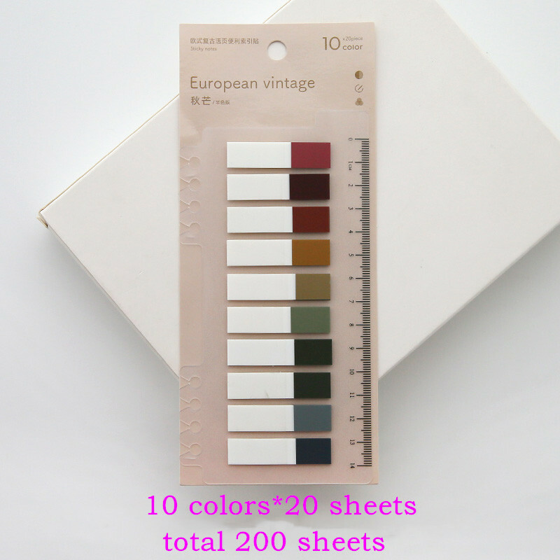 200pcs Page Markers Morandi Sticky Note Tabs Colored Book Flags Strip ...