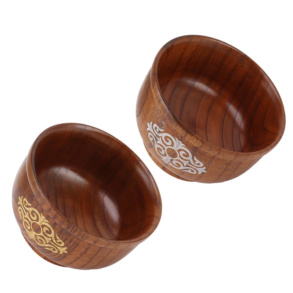 Wooden Rice Bowl Jujube Wood Anti Scald Exquisite Elegant Round Wooden ...