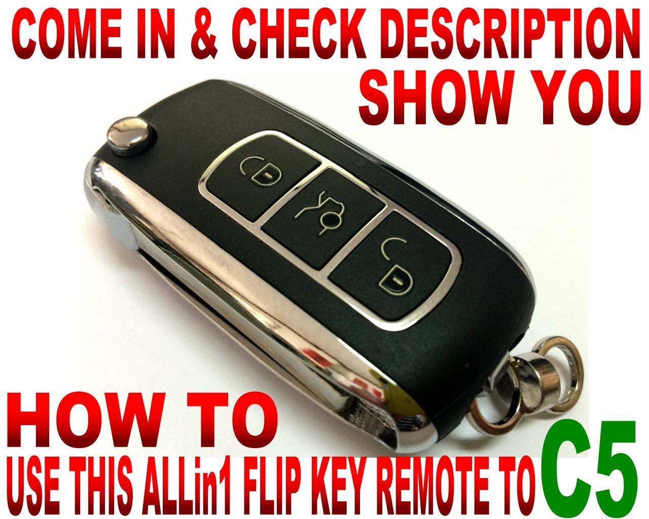CHROME FLIP REMOTE FOR 2001-2004 CORVETTE C5 KOBLEAR1XT KEYLESS FOB ...