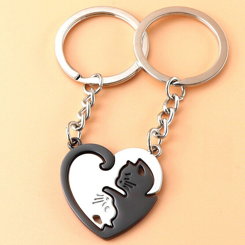 2pcs Yin and Yang Cat Key Chain Ring Set Couple Best Friends BFF ...