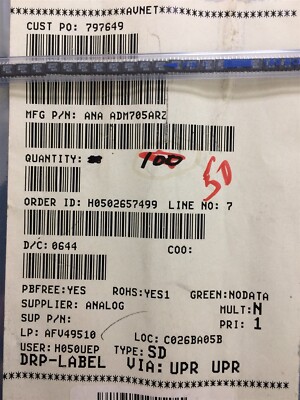 ADM705ARZ AD ADM705AR IC SUPERVISOR 1 CHANNEL 8SOIC ROHS 5 PIECES | eBay